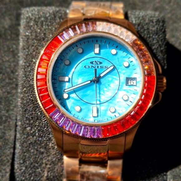 Oniss Swiss Paris | Accessories | Oniss Paris Rose Gold Watch Blue Dial ...